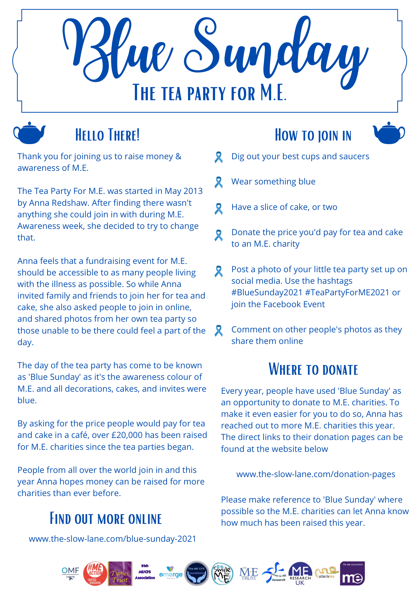 Printable leaflet for ‘Blue Sunday’ 2021 – 'M.E. myself and I' by Anna ...